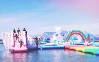 China Unicorn Themed Blow Up Water Parks 100 person Capacity for sale