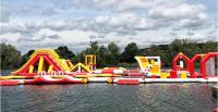 China Colorful Inflatable Water Equipment Obstacle Bouncy Castle For 110 Person for sale