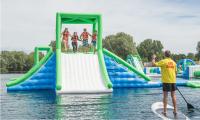 China EN71 0.9mm PVC Inflatable Water Park Obstacle Course for sale