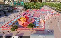 China Pink Theme Inflatable Water Park Pool With Logo Printing for sale