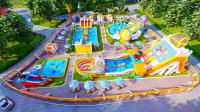 China Outdoor Amusement Giant Inflatable Land Water Park Hand Printing for sale