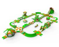 China Customized Green Inflatable Obstacle Course Water Park With Slide for sale