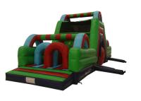 China Custiomized Adventuring Green Bouncy Castle Obstacle Course For Kids for sale