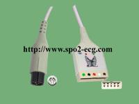 China IEC AHA Philips 5 Lead Ecg Cable Round 8 Pin 12 Feet With Clip / Snap for sale