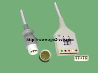 China IEC AHA Philips 5 Lead Ecg Cable Round 8 Pin 12 Feet With Clip / Snap for sale