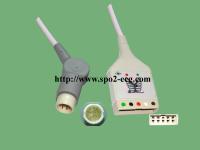 China IEC AHA Philips 5 Lead Ecg Cable Round 8 Pin 12 Feet With Clip / Snap for sale