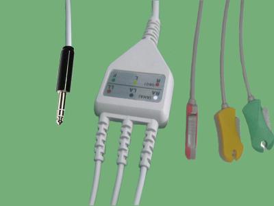 China 12 Pin One Piece ECG Lead Cable 3 / 5 Lead For Patient Monitors for sale