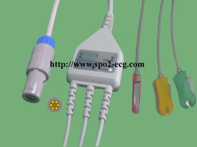 China PETAS ECG Lead Cable KMA160R 165R 260R Redel 6pin With Grabber And Snap for sale