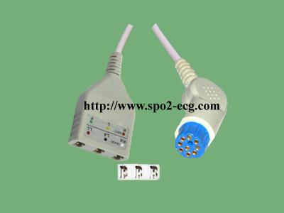 China 12 Feet ECG Wires / TPU ECG Patient Cable 10 Pin Compatible Artema for sale