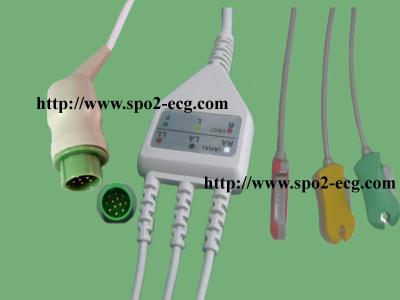 China One Piece ECG Lead Cable Round 12 Pin IEC And AHA For Electrocardiograph Machine for sale