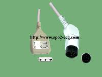 China DIN Safety ECG Trunk Cable 9 Feet / One Piece ECG Cable With Snap And Clip for sale