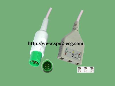 China 10 Pin One Piece ECG Lead Cable For Patient Monitor Anti - Interference for sale
