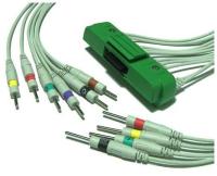 China TPU One Piece EKG Lead Wires 3/5 Lead 3.6 Metre Length Blue Wire for sale