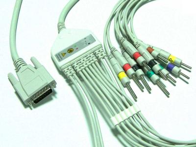 China TPU One Piece EKG Lead Wires 3/5 Lead 3.6 Metre Length Blue Wire for sale