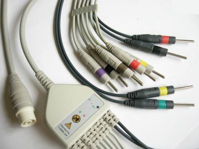 China NEC Medical EKG Machine Cable One Piece DIN3.0 IEC AHA Soft And Durable for sale