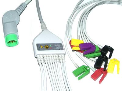 China Grey Medical EKG Machine Cable One Piece Round 12 Pin 6-12 Month Warrenty for sale