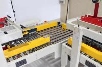 China FXJ-4030S Semi Automatic Cross Seal Carton Box Case Sealing Tape Sealer Machine With Both End Roller Table for sale