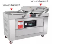 China Commercial Semi Automatic DZ 400 Double Chamber Vacuum Sealer for 4Pcs Sealing Strips for sale