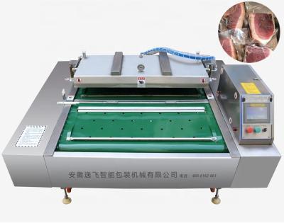 China 10mm Sealing Width Meat Conveyor Belt Type Vacuum Continuous Rolling Packaging Machine for sale