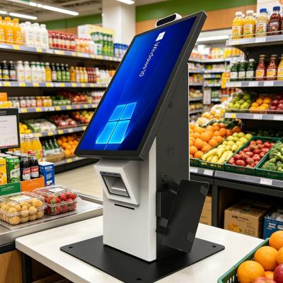 China Hot Sell 21.5 Inch Indoor Optional Systems Self Service Kiosk Restaurant Hotel Supermarket Self Payment Kiosk for sale