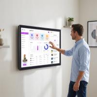 China 32 43 50 55inch query integrated touch screen with capacitive touch and pure flat touch control interactive industrial monitor for sale