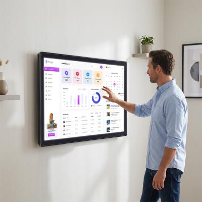 China 32 43 50 55inch query integrated touch screen with capacitive touch and pure flat touch control interactive industrial monitor for sale