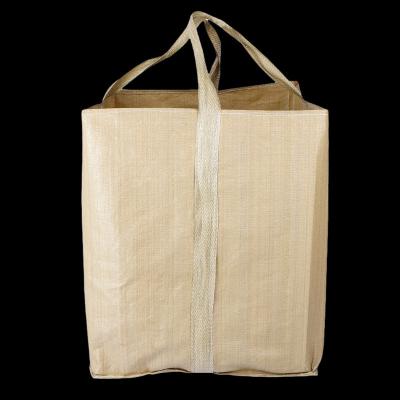 China Ventilated Polyethylene Fibc Bulk Bags With Two Yellow Loops And Cross Bottom for sale