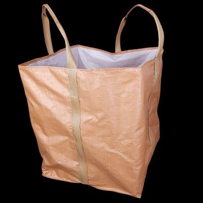 China LDPE Light Brown FIBC Ton Bags Of Stone Woven Bags 90X90X90cm for sale