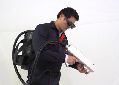 China 100W BackPack MOPA Fiber Laser Rust Removal Machine for Cleaning Graffiti for sale