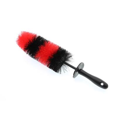 China Large Car Wheel Cleaning Brush 45cm PP Bristle Rubber Handle Hub Rim Cleaner for sale