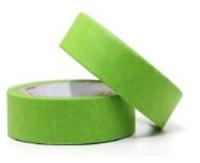 China Green Masking Tape UV Resistance 30 Days High Temperature 120C Washi Crepe Paper Painter Tape for Car Painting for sale