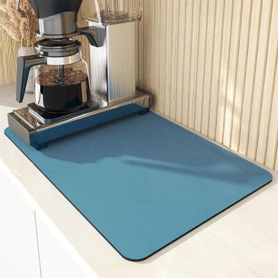 China Customized Logo Acceptable Stocked Dish Mat Absorbent Diatomite Kitchen Counter Dry Pad for sale