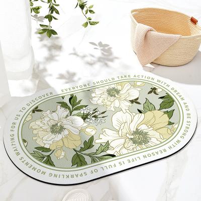 China MACHINE MADE Fast Drying Water Absorbent Printed Diatomaceous Earth Mat for Kitchen Bathroom for sale