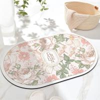 China MACHINE MADE Fast Drying Water Absorbent Printed Diatomaceous Earth Mat for Kitchen Bathroom for sale