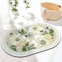 China Customized Non Slip Water Absorbent Rugs Bathroom Floor Mat Set with Diatomite Bath Mat for sale