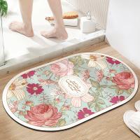 China Customized Non Slip Water Absorbent Rugs Bathroom Floor Mat Set with Diatomite Bath Mat for sale