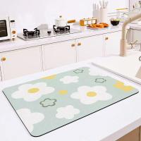 China Customized Logo Rectangle Non-slip Diatomaceous Earth Mat for Easy Cleaning in Kitchen for sale