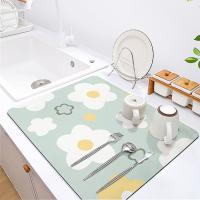 China Customized Logo Rectangle Non-slip Diatomaceous Earth Mat for Easy Cleaning in Kitchen for sale
