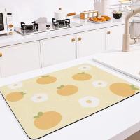 China Customized Logo Rectangle Non-slip Diatomaceous Earth Mat for Easy Cleaning in Kitchen for sale