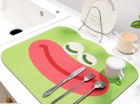 China Square Waterproof Anti-Slip Kitchen Dish Draining Mat with Contemporary Cartoon Print for sale