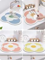 China Water Absorbent Pad Diatomite Drying Dishes Drain Mat For Mats For Kitchen Tableware for sale
