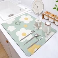 China Rectangle Dish Drying Mat Sustainable Microfiber and Diatomite Kitchen Mat at a Great for sale