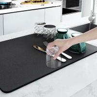 China Kitchen Tableware Home Restaurant Hotel Southwestern Design Style Lengthen Dish Drying Mat for sale