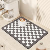 China Stocked Soft Diatomite Anti Slip Absorbent Kitchen Drain Dish Coffer Bar Quick Drying Mat for sale