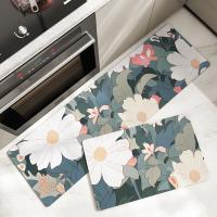 China Simple Flower Kitchen Mat Absorbent and Wear-Resistant Long Strip Carpet for Household for sale