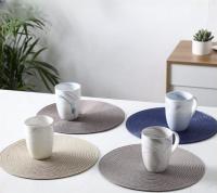 China Round Washable PVC Dining Table Place Mats Diameter 38cm or Customized Size Chocolate for sale