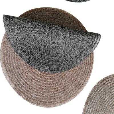China Blue PVC Golden Round Christmas Dining Table Place Mat for Dining Room and Luxury for sale