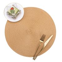 China Blue PVC Golden Round Christmas Dining Table Place Mat for Dining Room and Luxury for sale