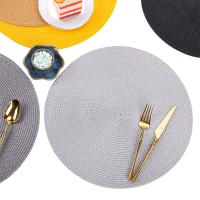 China Blue PVC Golden Round Christmas Dining Table Place Mat for Dining Room and Luxury for sale