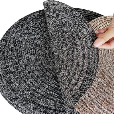 China Non-Slip PVC Woven Individual Table Mat for Commercial Buyers Caterers Canteens Blue for sale